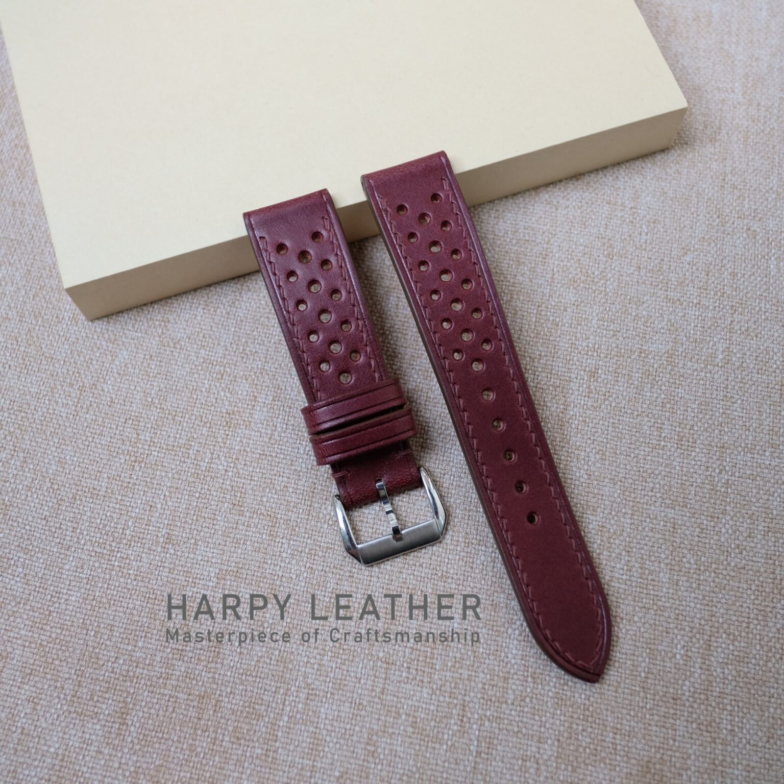 Rally watch strap / Racing watch strap - Handmade Leather Watch Band