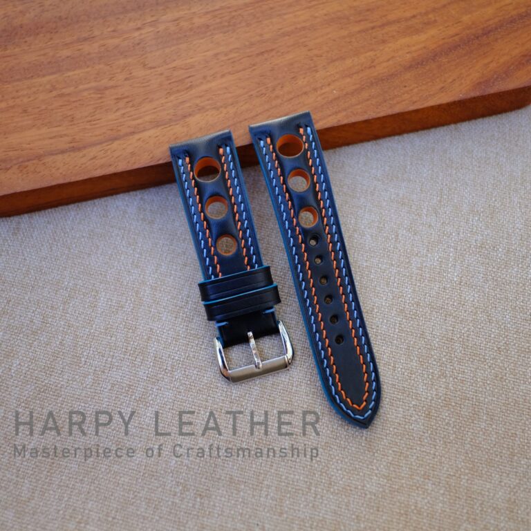 Rally watch strap / Racing watch strap - Handmade Leather Watch Band