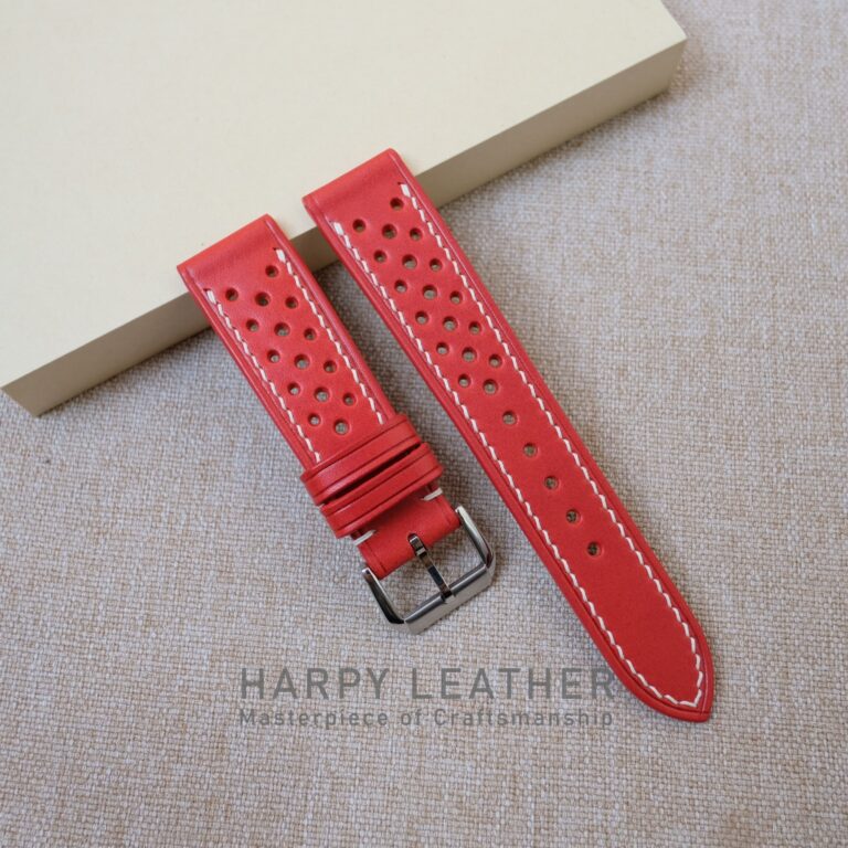 Rally watch strap / Racing watch strap - Handmade Leather Watch Band