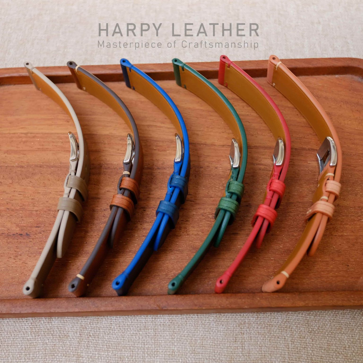 Green slim watch strap - Thin leather watch band - Handcraft