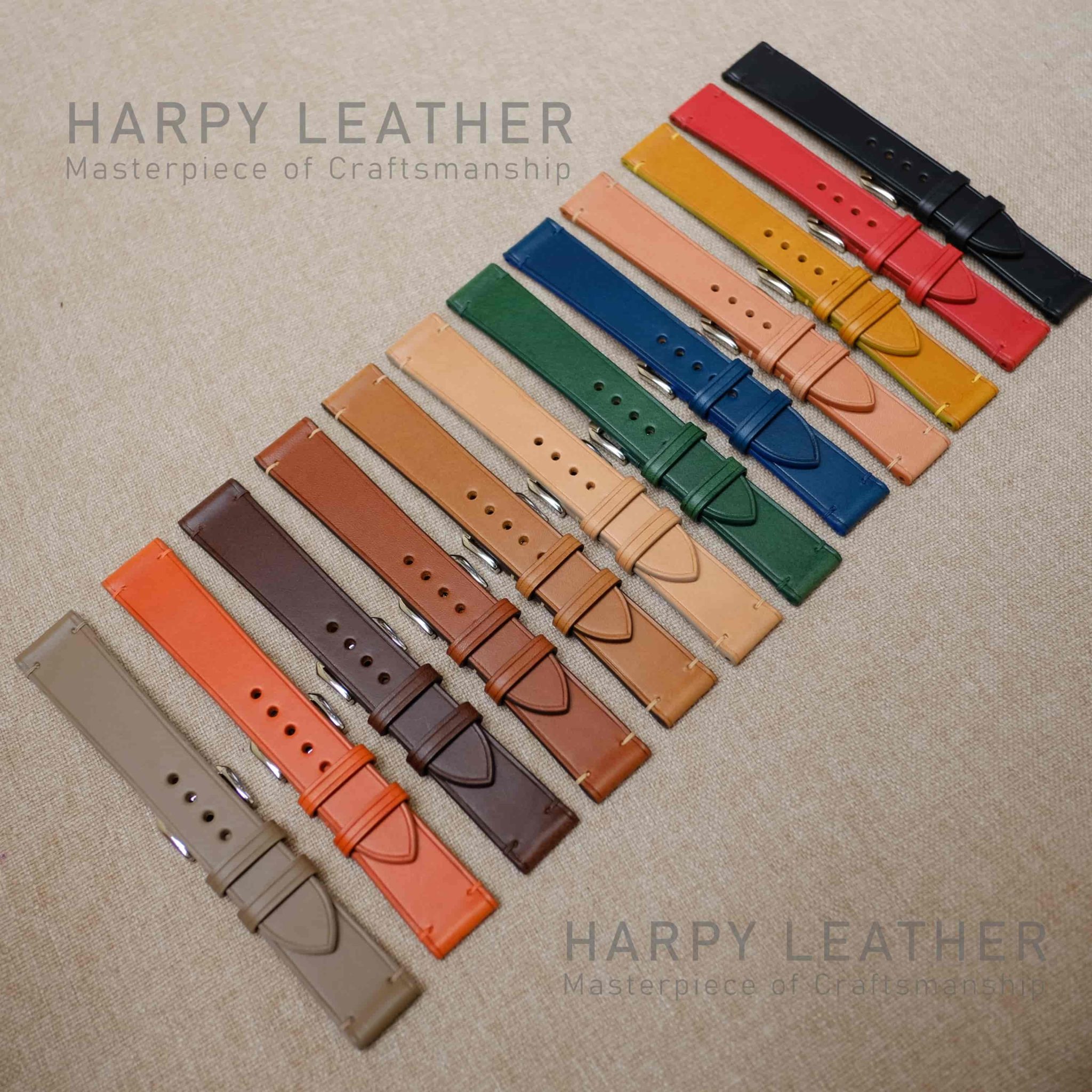 Natural slim watch strap - Thin leather watch band - Handcraft