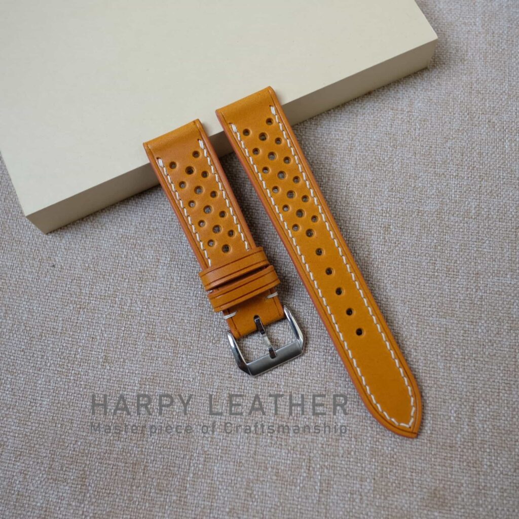 Rally watch strap / Racing watch strap - Handmade Leather Watch Band