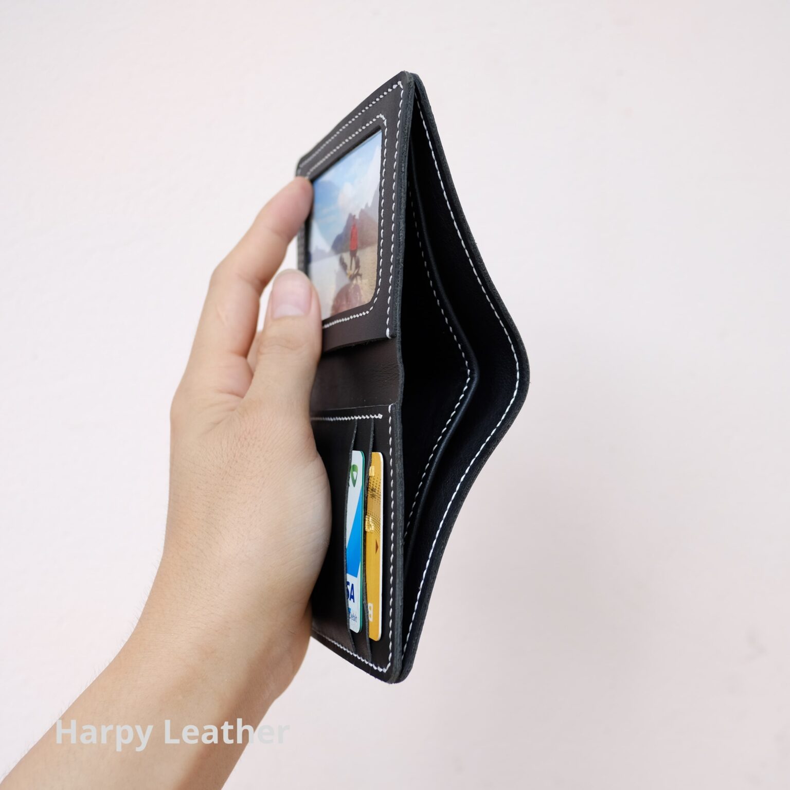 Vertical Wallet - Bifold leather wallet - Handmade leather