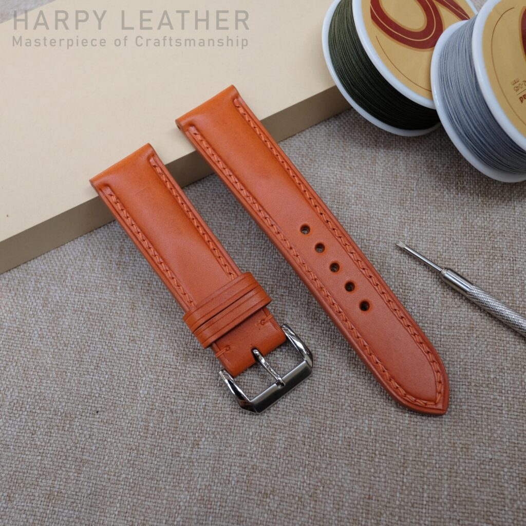 Blue leather watch strap - handmade leather watch strap & band