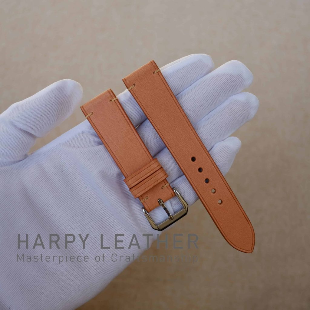 Slim watch strap - Thin leather watch strap - Handcraft