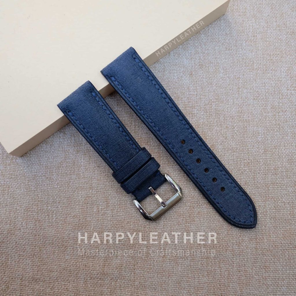 Blue Babele Leather Watch Strap - Timeless Elegance - Handcrafted