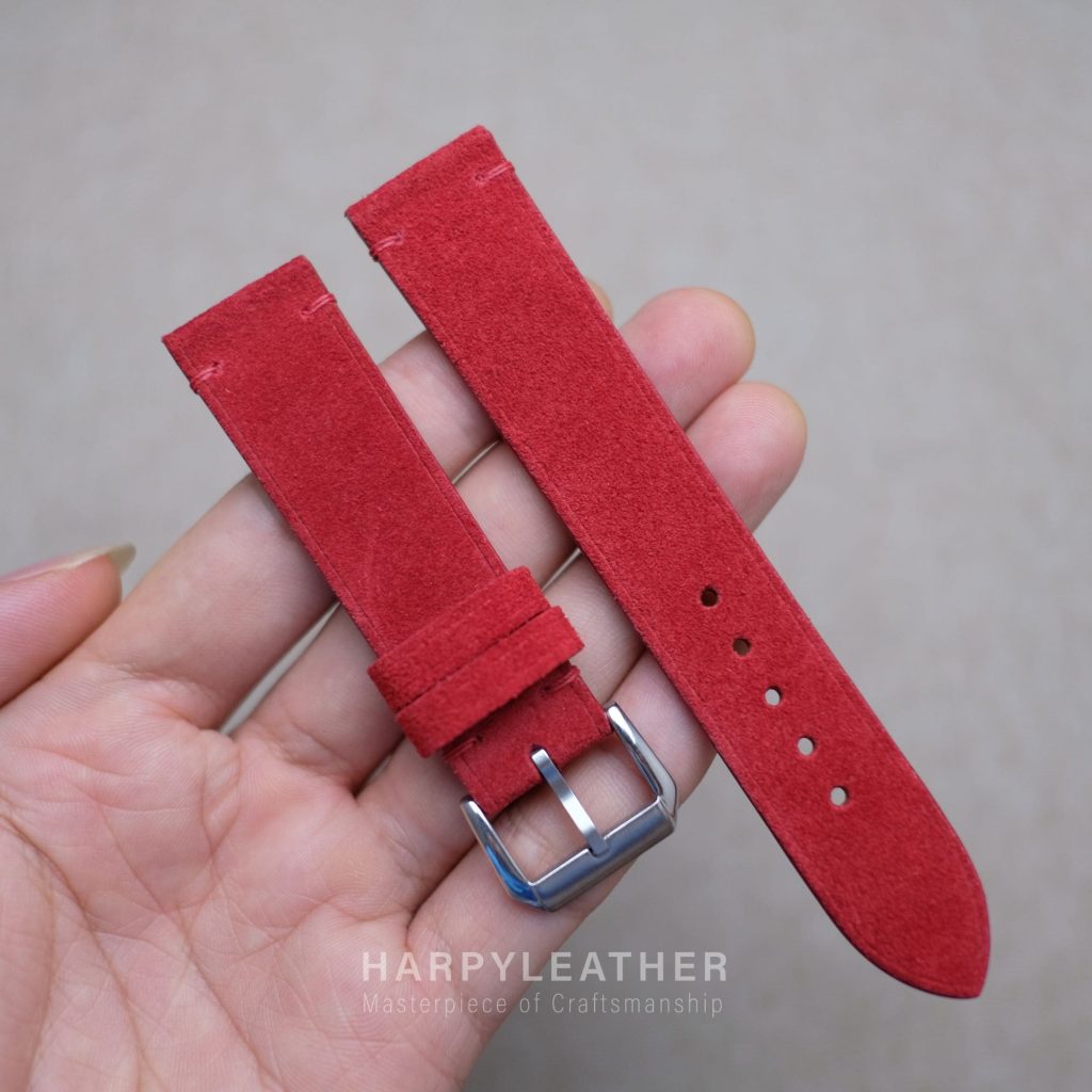 Slim watch strap - Thin leather watch strap - Handcraft