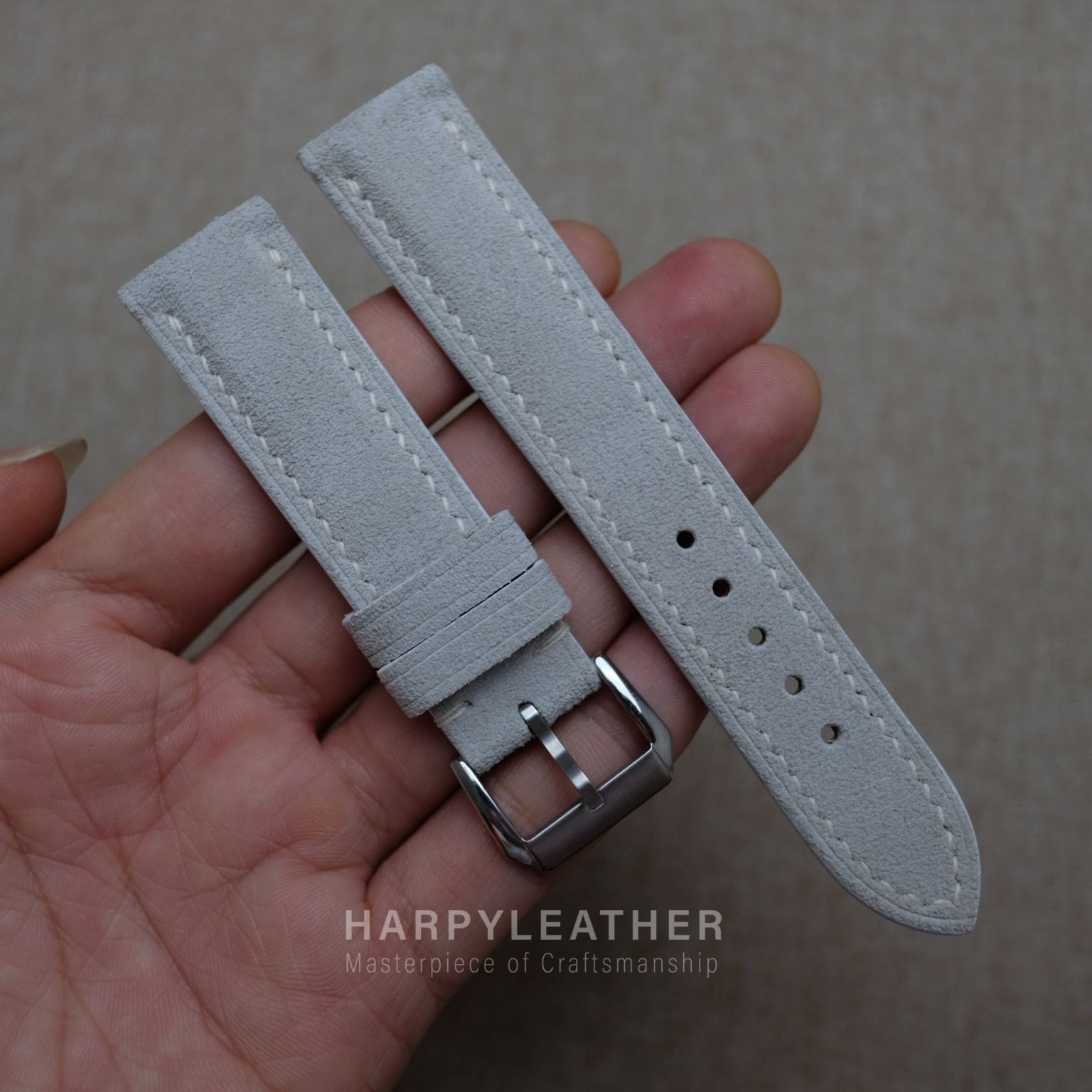 White Suede Watch Strap | Luxyry custom handcrafted bands.